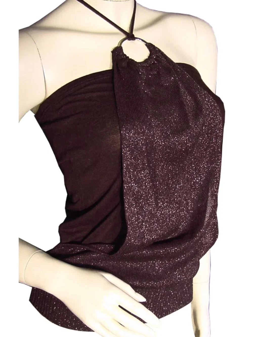 Tops | New Vintage Y2k Glitter Drape Halter Top Made Usa Whimsigoth ...